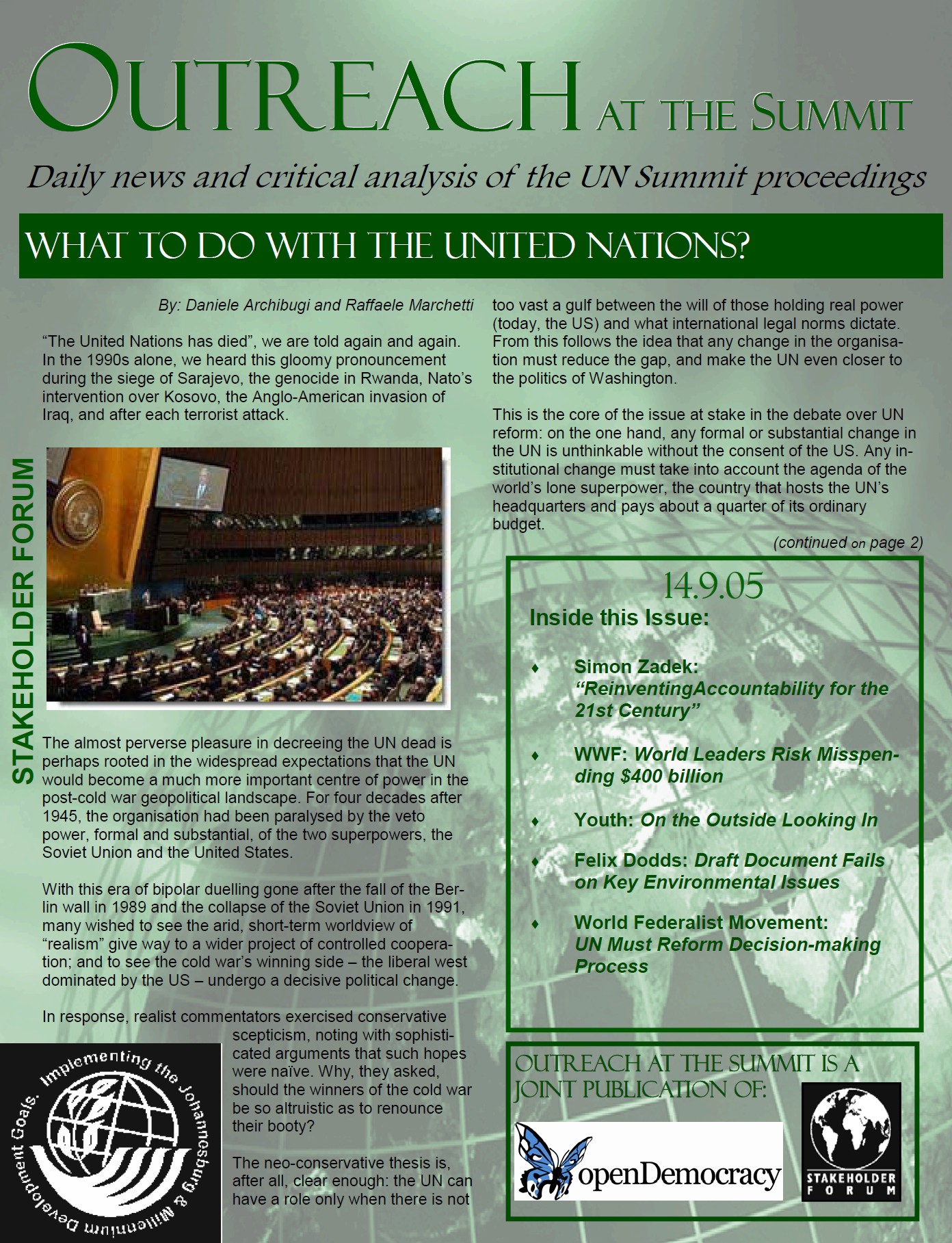 World Summit 2005 - Millennium Development Goals 5-Year Review ...